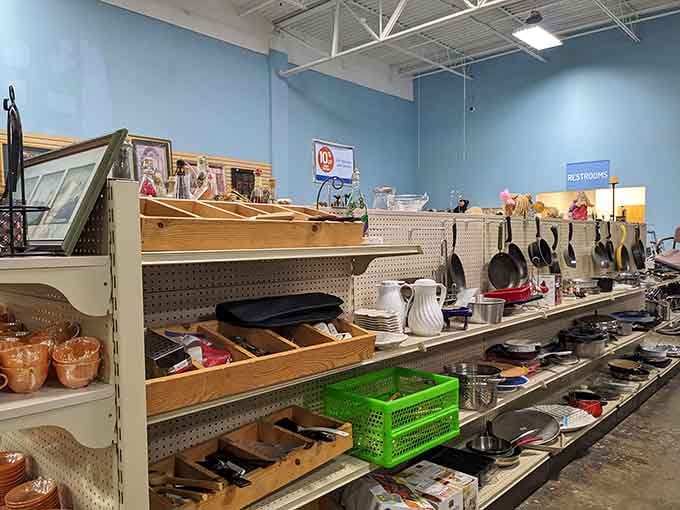 Housewares galore line these shelves, where your kitchen dreams come true without requiring a second mortgage.