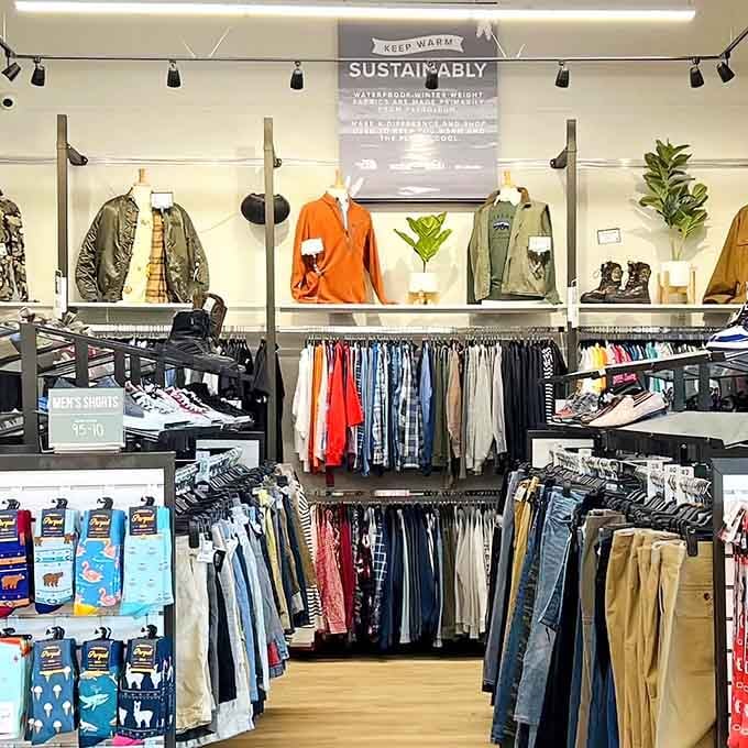 The men's section at Uptown Cheapskate looks like a fashion magazine spread, minus the sticker shock that usually sends your credit card into therapy.