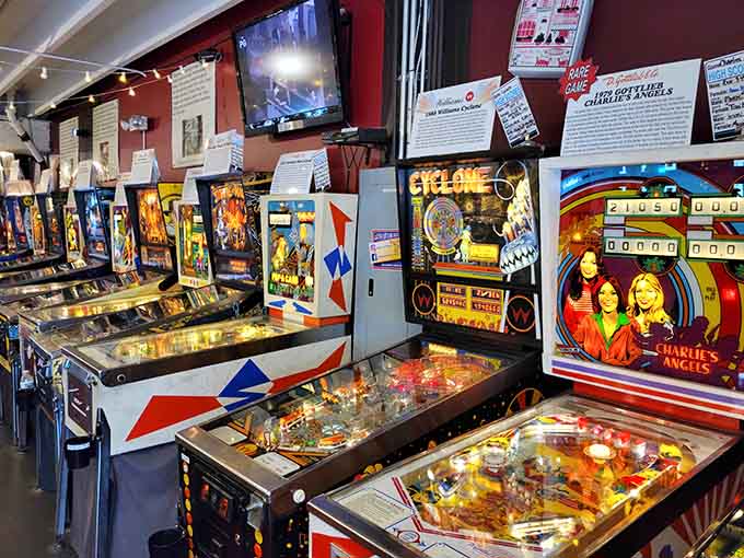 Row after row of pinball perfection stretching into the distance like a chrome-plated dream come true.