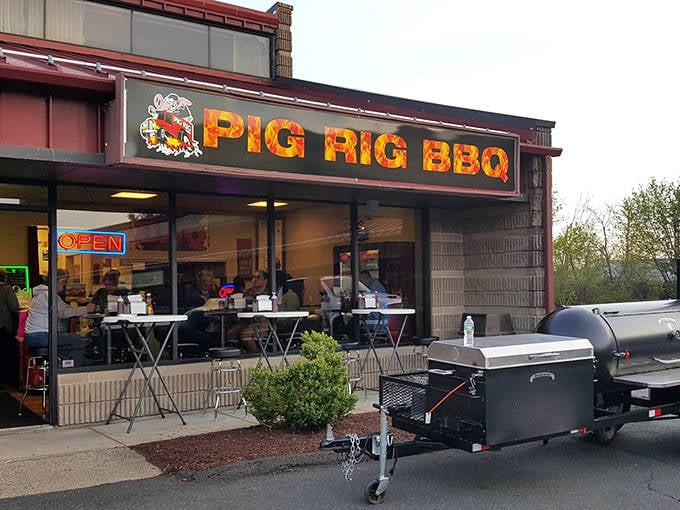 The barbecue beacon of Wallingford beckons with its no-frills exterior and that telltale smoker out front&mdash;a sure sign of authentic BBQ commitment.