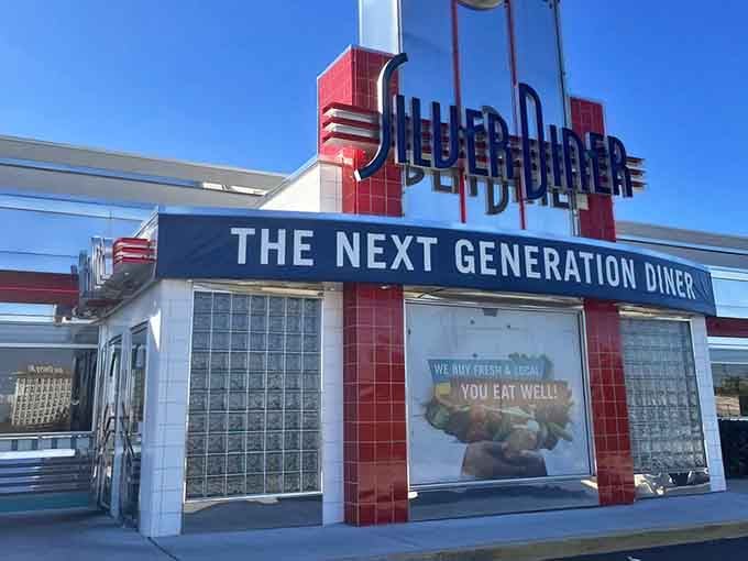 That gleaming chrome and red tile exterior isn't just architecture, it's a promise of deliciousness to come.