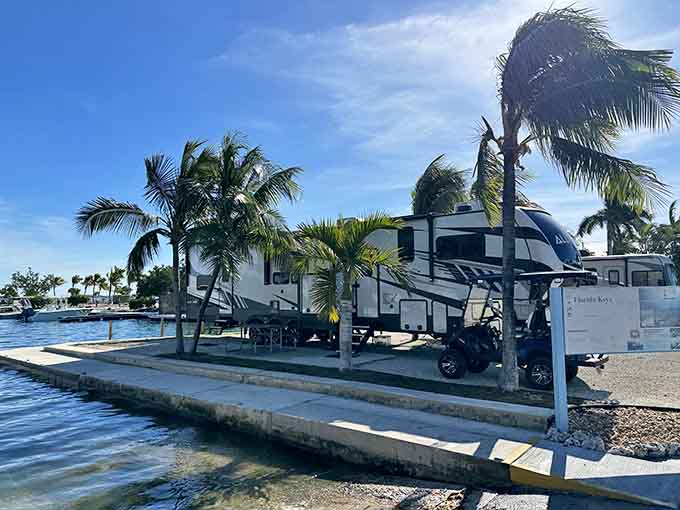 Your RV gets better waterfront views than most million-dollar condos, and the neighbors are infinitely more friendly.
