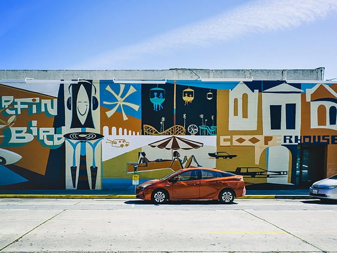 Street art in Santa Cruz doesn't whisper, it shouts in glorious technicolor across entire buildings.