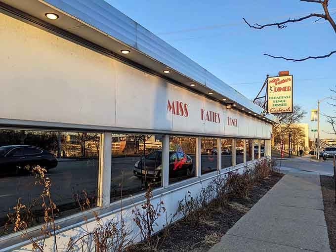 Golden hour at Miss Katie's hits different when you know that legendary meatloaf is waiting inside those windows for you.