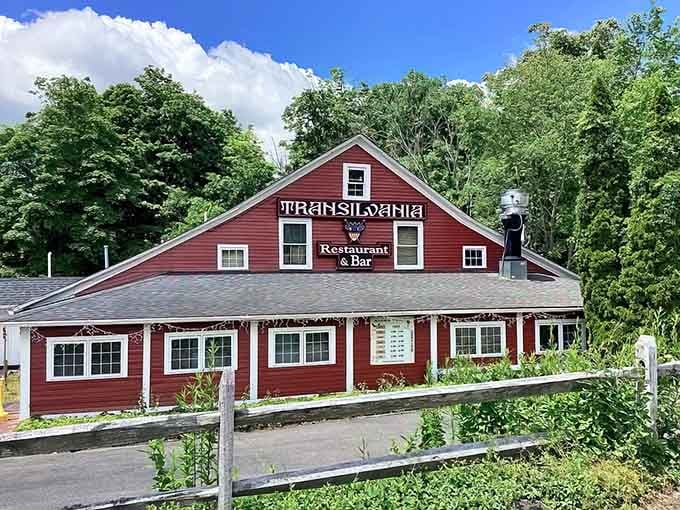 That red barn exterior hides one of Connecticut's best-kept culinary secrets, like Clark Kent in a phone booth.