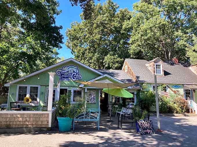 That green and white exterior isn't just a building, it's a promise that something delightfully unexpected awaits inside.