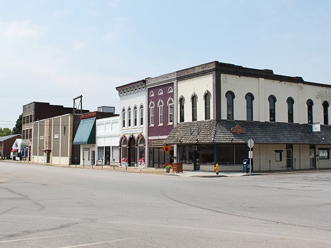 These historic storefronts have more character in one block than most modern strip malls have in their entire existence.