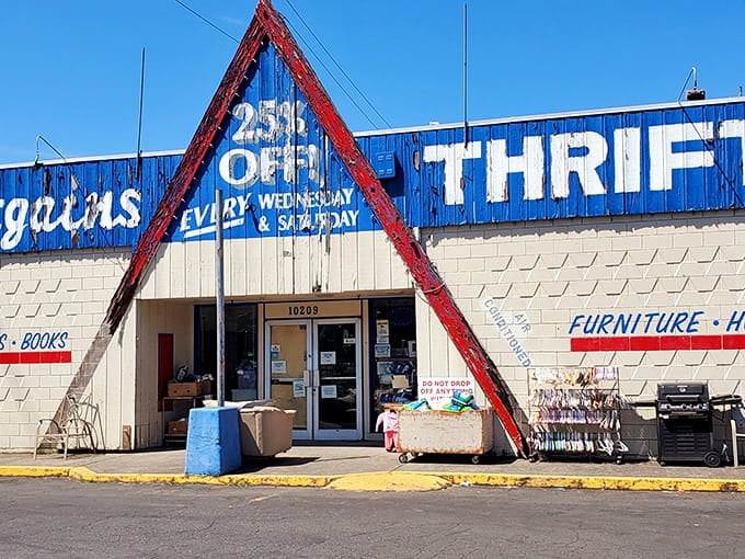 That distinctive A-frame entrance isn't just architectural flair—it's a beacon calling treasure hunters home to their happy place.