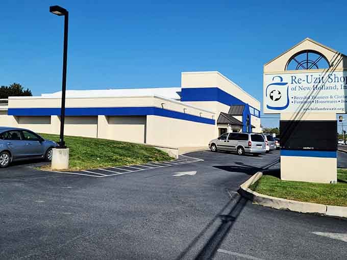 The building stretches wider than your holiday shopping list, and trust me, that's saying something.