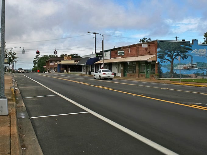 Downtown Chattahoochee stretches out like a postcard from a simpler time, where brick buildings tell stories without saying a word.