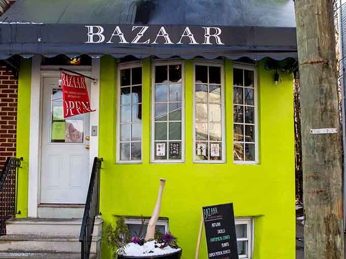 That lime-green exterior isn't whispering for your attention, it's practically shouting that normal shopping rules don't apply here.