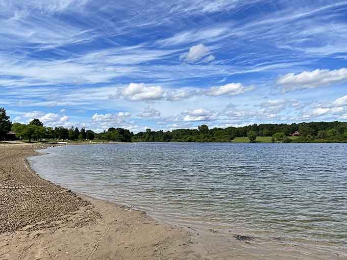 That sandy beach and clear water combo that makes you forget you're not on some tropical vacation brochure.