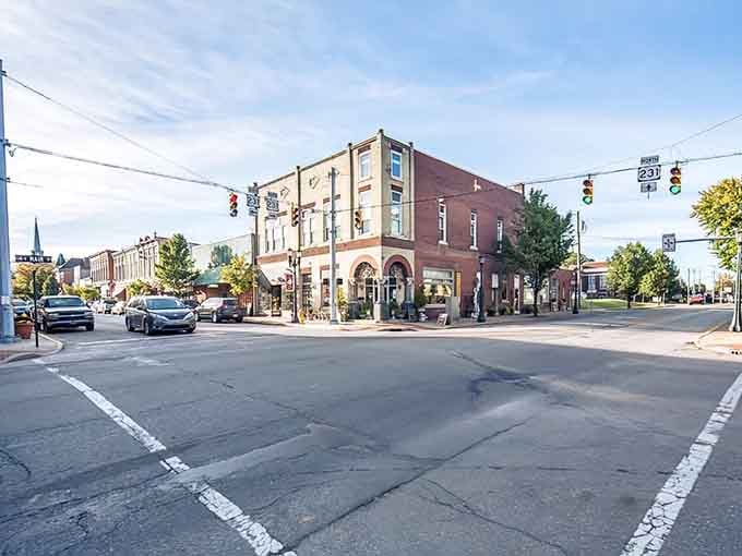 Downtown Huntingburg looks like someone preserved the best parts of Main Street America under glass and forgot to tell anyone.