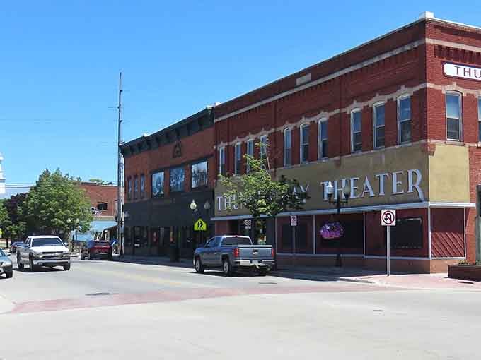 Downtown Alpena's historic Thunder Bay Theatre stands proud, reminding you that culture doesn't require a Manhattan zip code.