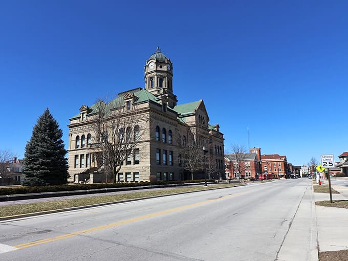 The courthouse dome rises with Victorian confidence, reminding everyone that civic pride never goes out of style here.