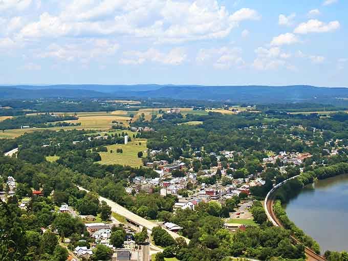 From up here, Duncannon spreads out like a patchwork quilt stitched together by the Susquehanna River itself.