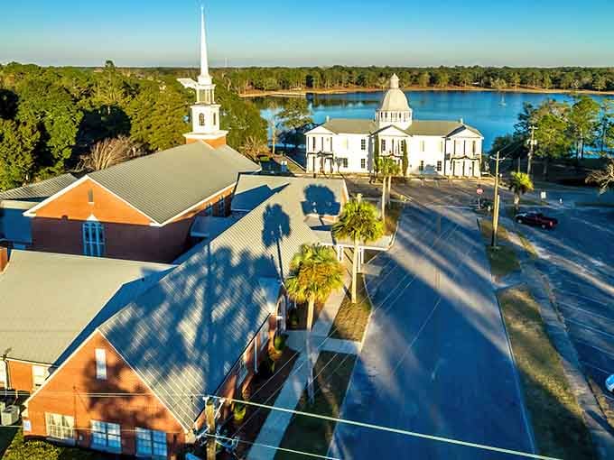Those white steeples rising above the rooftops prove small towns still know how to make an architectural statement worth remembering.