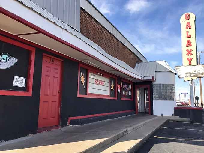 The vintage Galaxy sign welcomes you to Galaxy B&G, where breakfast meets the Force in downtown Killeen every day.