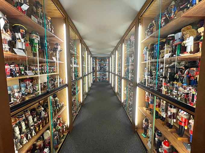 Rows of wooden soldiers standing eternal guard over absolutely nothing except your sense of wonder and delight.