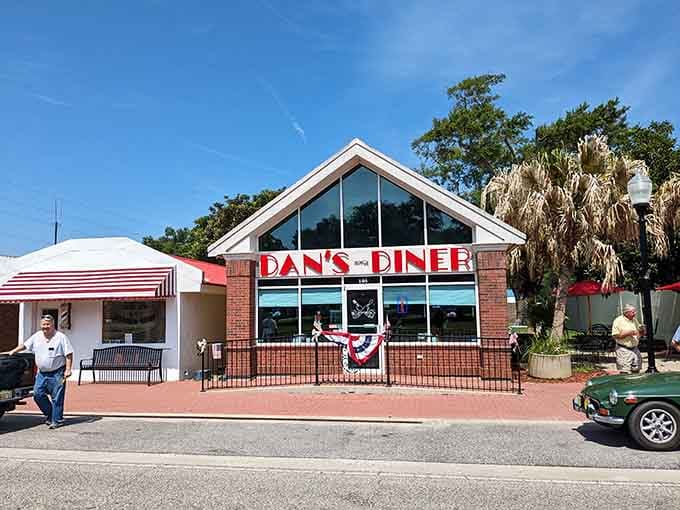 That patriotic bunting and classic signage aren't just decoration, they're a promise of what awaits inside.