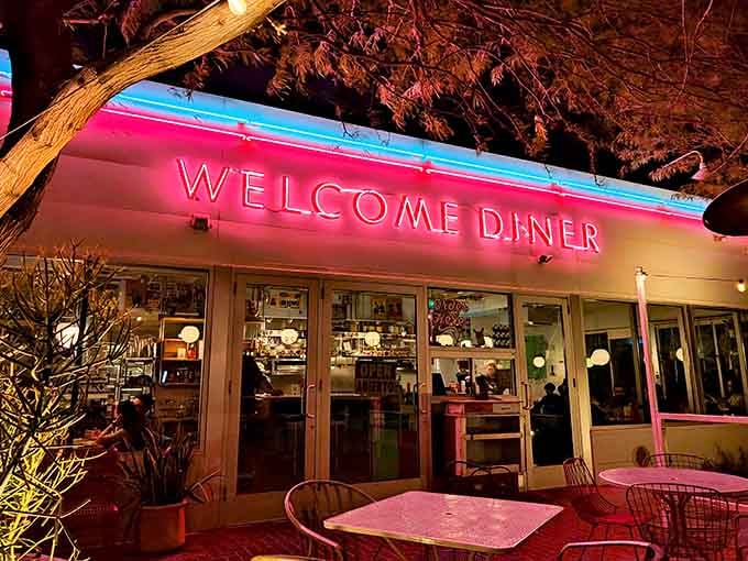 That pink neon glow isn't just a sign, it's a promise of good things to come.