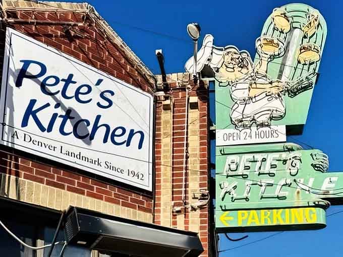That cheerful vintage chef sign has been welcoming hungry diners 24 hours a day for generations.