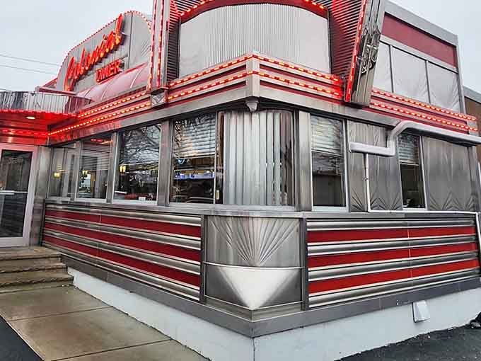 That gleaming chrome and red exterior isn't just a building; it's a portal to 1955.
