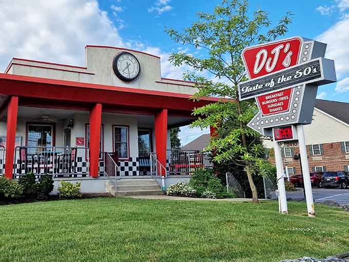 That retro sign isn't just advertising breakfast, it's promising a full-blown journey back to simpler times.