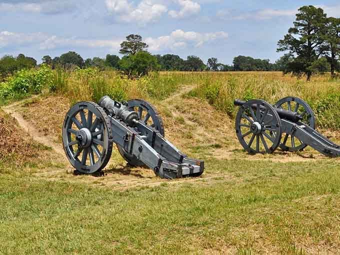 These Revolutionary War cannons still guard the earthworks where American and French forces changed history forever.