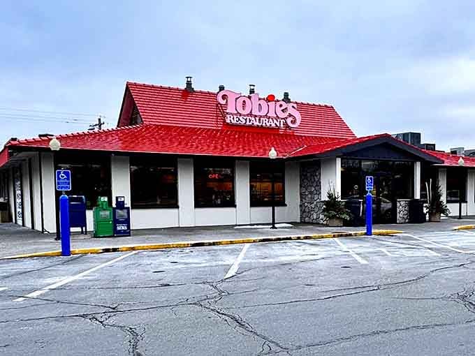 That red roof isn't just architecture, it's a beacon of hope for hungry travelers everywhere.