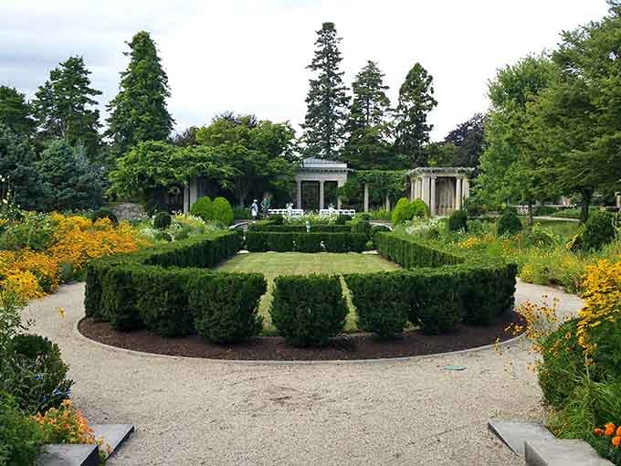The formal gardens at Harkness give "fancy pants" a whole new meaning. Meticulously manicured hedges that make your home topiary collection look like amateur hour.