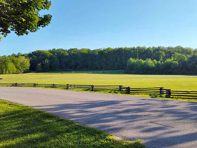 Summer's green canvas stretches across Brown County's meadows, bordered by rustic split-rail fences that haven't changed their style since Lincoln was splitting rails himself.