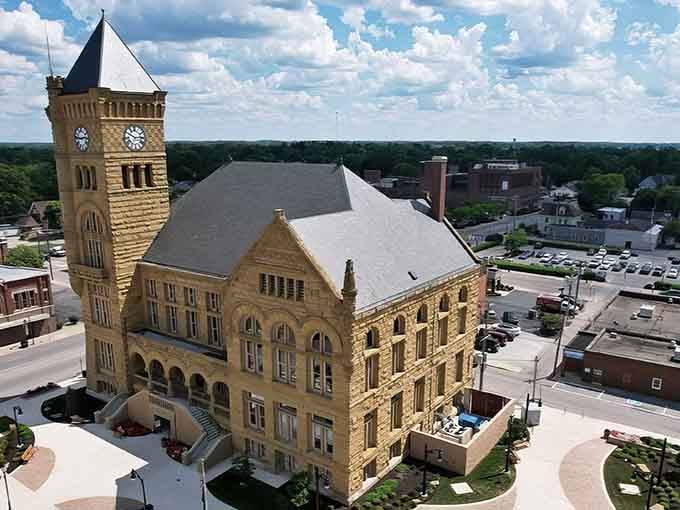 That tower isn't just keeping time; it's been the town's architectural showstopper for generations.