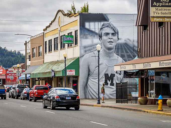 Downtown Coos Bay keeps it real with murals, local shops, and streets that haven't forgotten their working-class roots.