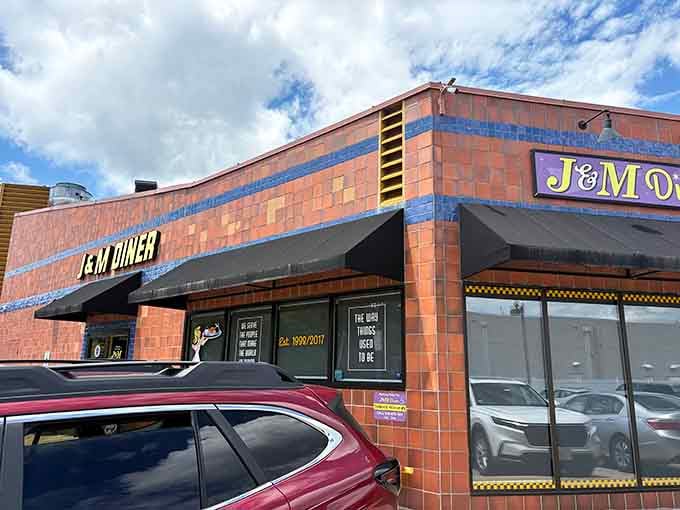 That distinctive brick exterior with its cheerful yellow and blue signage is your beacon to breakfast bliss in Framingham.