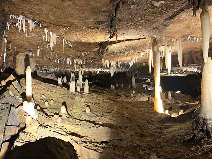 A subterranean ballroom where the chandeliers took millennia to install and the floor show never gets old.