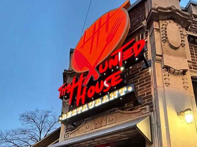 That neon sign glows like a beacon for anyone who thinks Halloween should be a lifestyle choice.