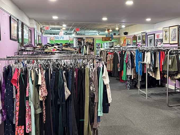 Racks on racks on racks of possibilities stretching out like a fashionista's fever dream come true.