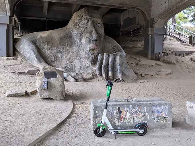 Even electric scooters aren't safe from this guy's neighborhood watch program under the Aurora Bridge.