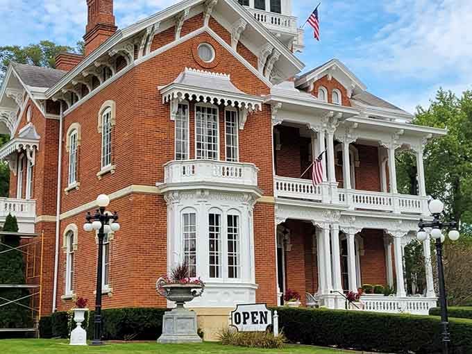 Those white balustrades and patriotic bunting prove Americans have always loved showing off a little.