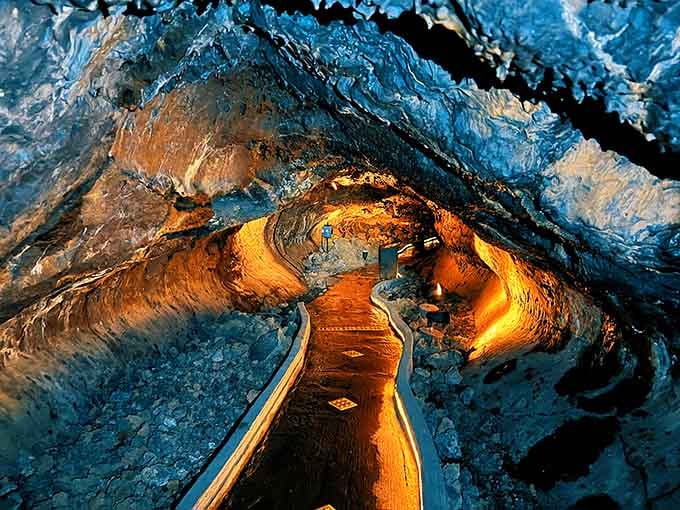 The lighted pathway through Mushpot Cave makes you feel like you're walking through nature's own art gallery.