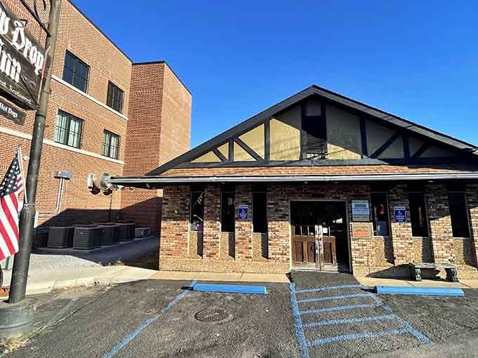 That classic brick exterior and covered entrance promise the kind of comfort food that never goes out of style.