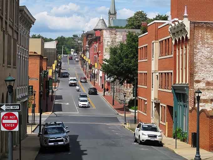 Those rolling hills and church steeples aren't Photoshopped, they're just regular Tuesday afternoon in Staunton, Virginia's most photogenic downtown.