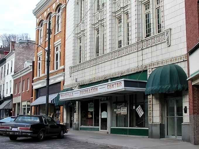 Downtown Maysville stretches out like a movie set where someone forgot to yell "cut" after filming the perfect small town scene.