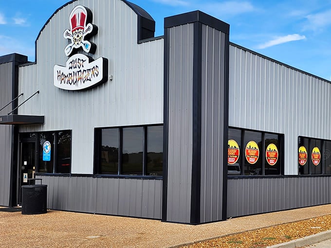 The iconic skull chef logo watches over the corner location, a quirky guardian of burger tradition that's become as beloved as the food itself.