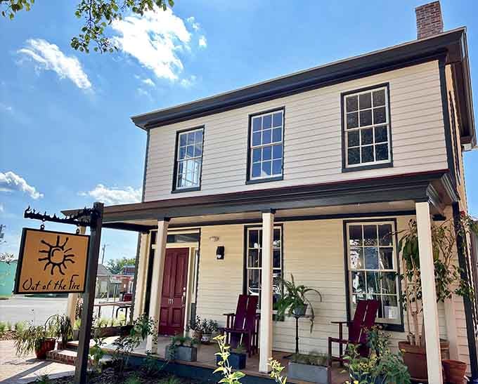 This charming historic building hides some serious pizza magic behind that unassuming colonial facade and welcoming front porch.