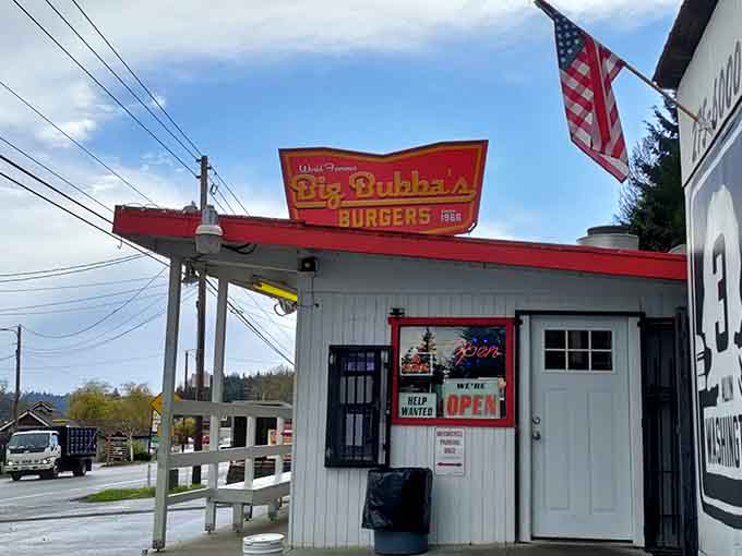 That classic roadside burger stand aesthetic never goes out of style, especially when serious food awaits inside.