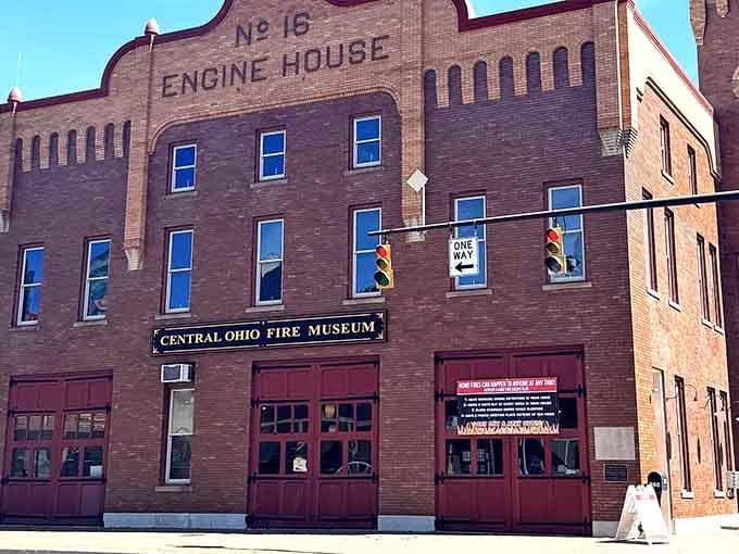 This historic firehouse stands proud on its corner, still looking ready to answer the call after all these years.
