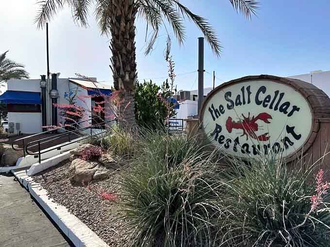 That unassuming sign promises an underground adventure where desert meets ocean in the most delicious way possible.