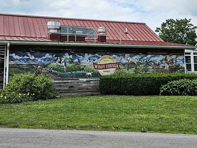 That beautiful mural outside tells you everything: this place celebrates Kentucky's horse country heritage with serious style.